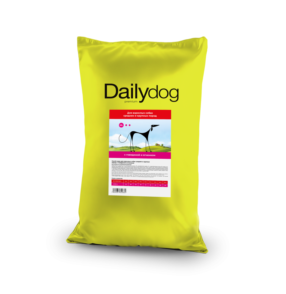 Сухой корм для собак Dailydog Classic Line для средних и крупных пород, с говядиной и ягненком - 18 кг