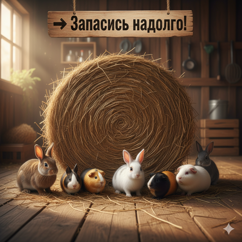 Сено для грызунов и кроликов 2 кг — большой объём, супер-экономия