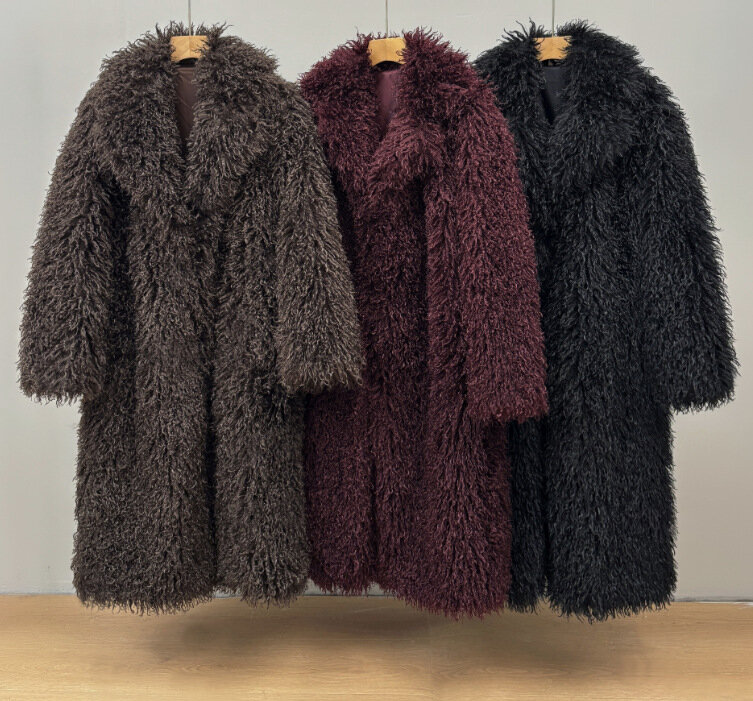 Длинная искусственная шуба 2025 года, новый фасон, выше колена, белая утолщенная темпераментная шуба Toka, экологически чистый мех