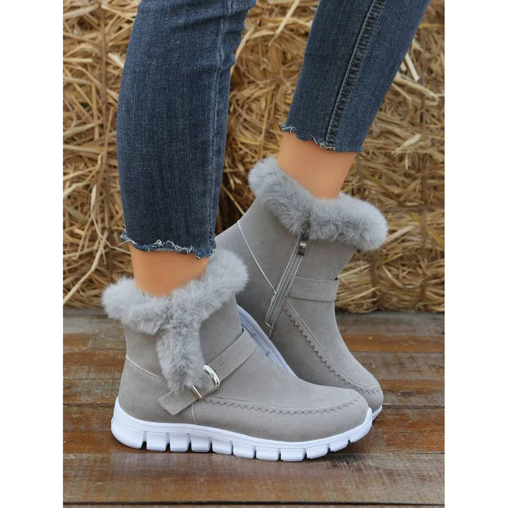 Новые осенне-зимние женские зимние ботинки больших размеров в корейском стиле, толстые цветные короткие ботинки плюс бархатные теплые ботинки на плоской подошве с боковой молнией