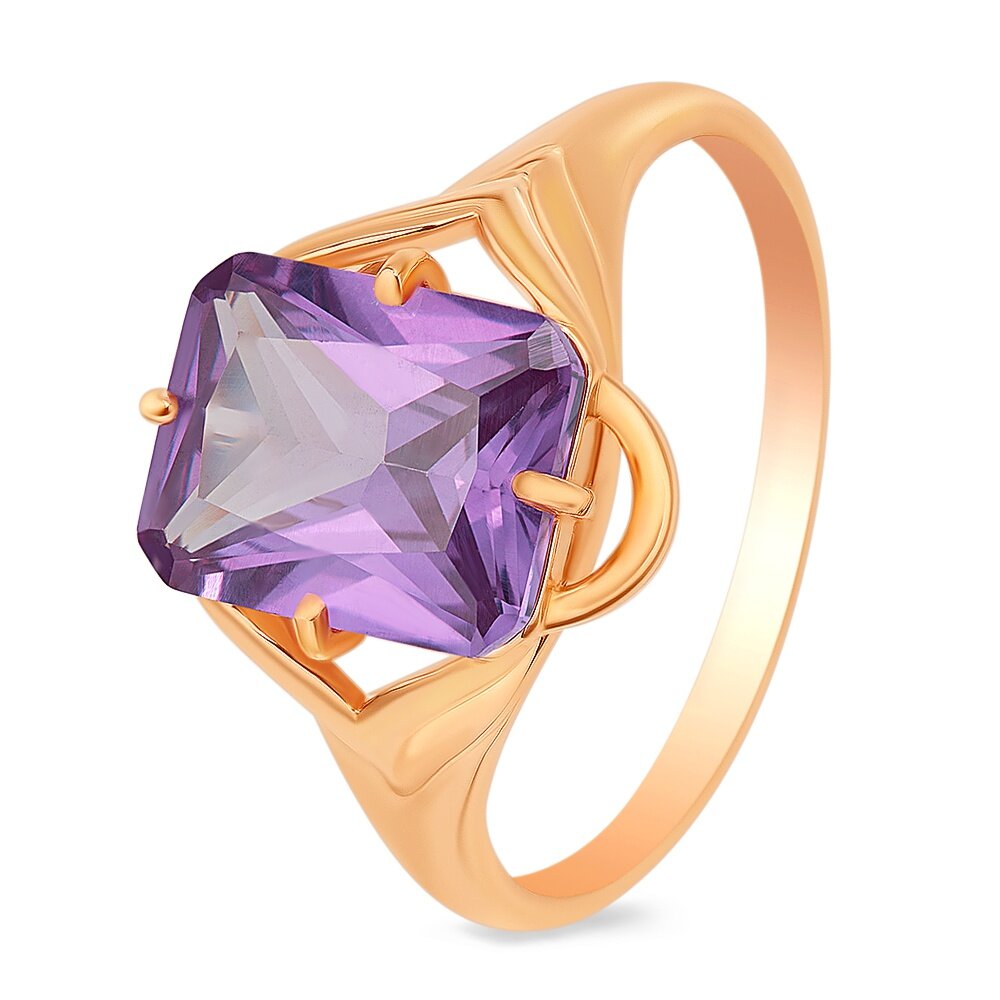 Кольцо, красное золото, 585 проба, александрит синтетический