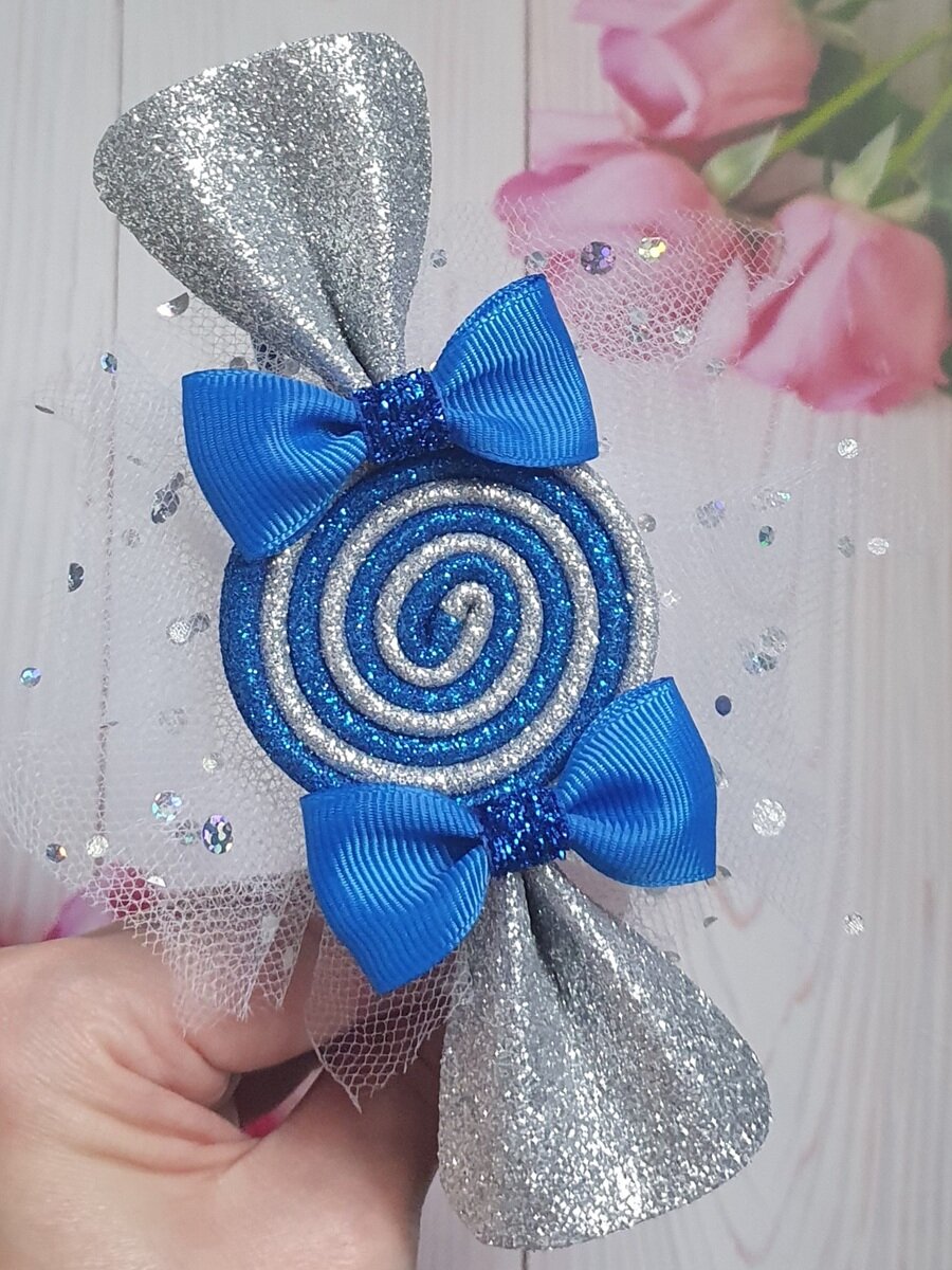 Ободок конфетка синий