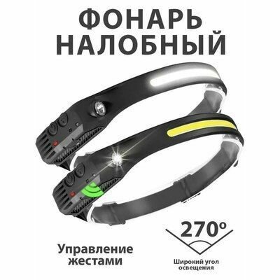 Налобный фонарь-лента H-155 включение и выключение взмахом руки