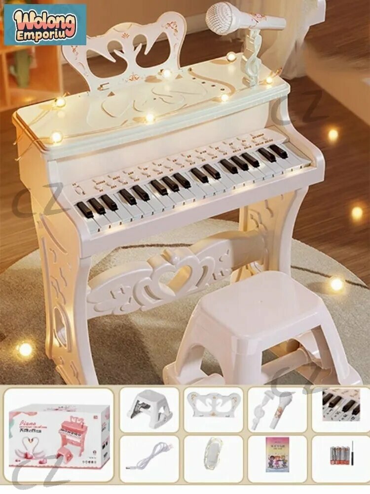 Xiaomi YouPin Детский синтезатор-пианино с микрофоном и стульчиком / 37 клавиш / подключение MP3