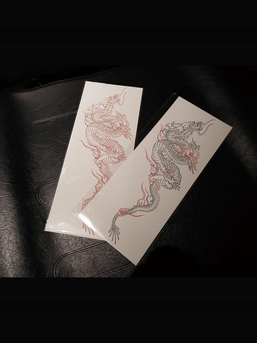 Временное тату с драконами 2 листа держится на коже в среднем 4-7 дней — фото 1