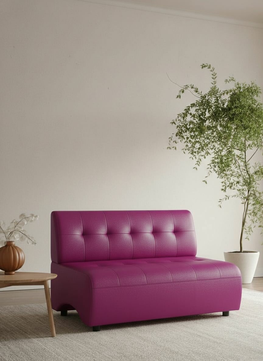 Диван прямой Вега без подлокотников розовая кожа . Офис, дом, салон красоты, прихожая, гостиная, зона ожидания.