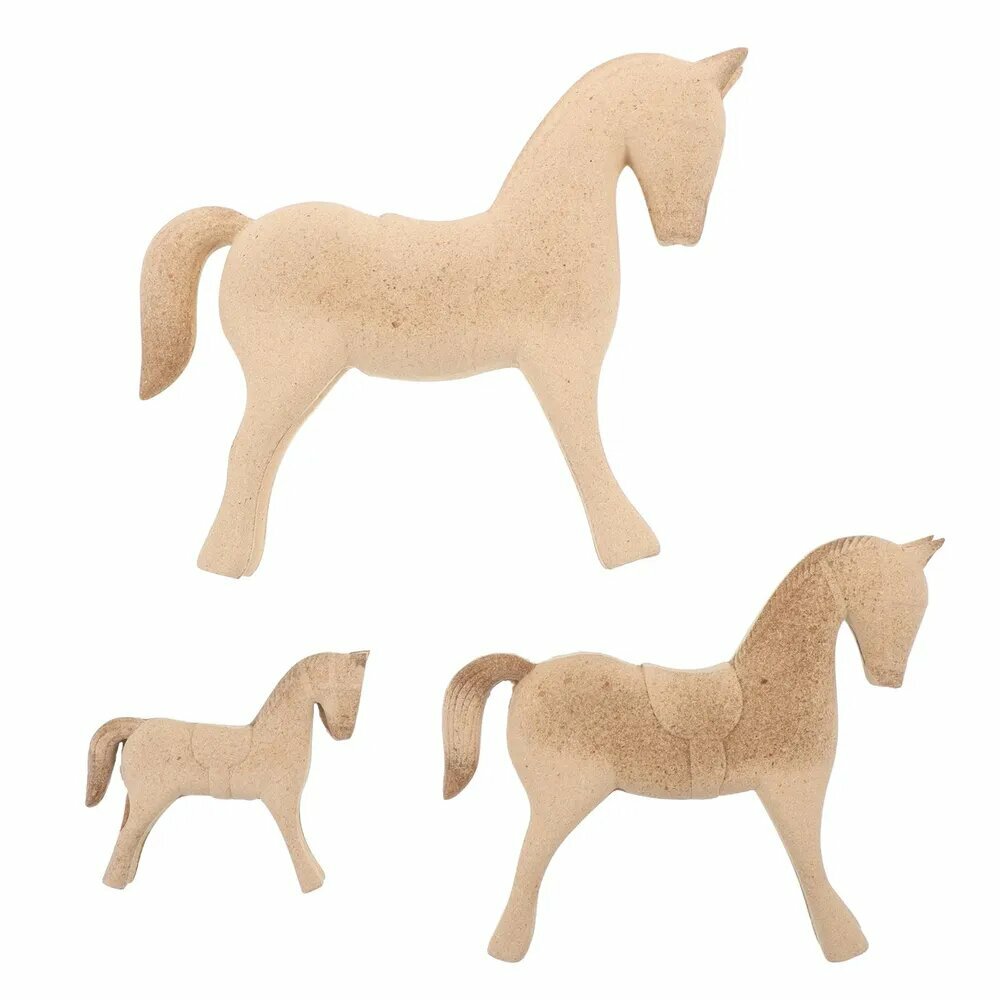 Деревянные истончённые фигурки лошадей для домашнего и офисного декора набор из 3 шт