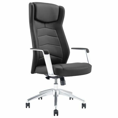 Кресло BRABIX PREMIUM 'Viking EX-759', синхромеханизм, алюминий, натуральная кожа, черное, 532933