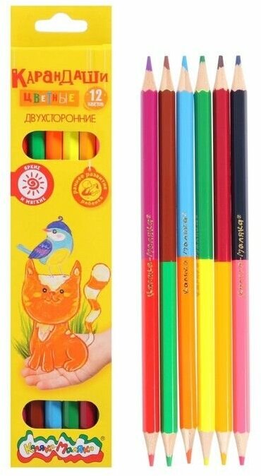 Карандаши цветные Каляка-Маляка двухсторонние 12 цветов, шестигранные