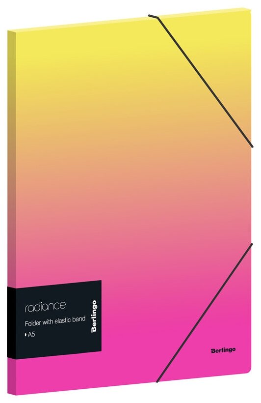 Папка для тетрадей на резинке Berlingo "Radiance" А5+ 600мкм желтый/розовый градиент с рисунком 1 шт