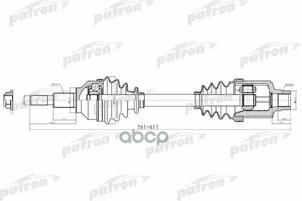 Полуось прав 32x585x56,7x28 CHRYSLER: SEBRING 08-09 DODGE: AVENGER 08-09 2.4 Sedan PATRON арт. PDS2042