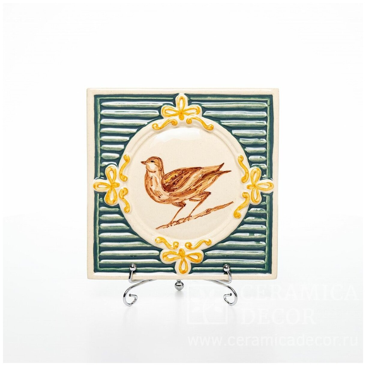 Изразец Элеганс с росписью "Воробей"