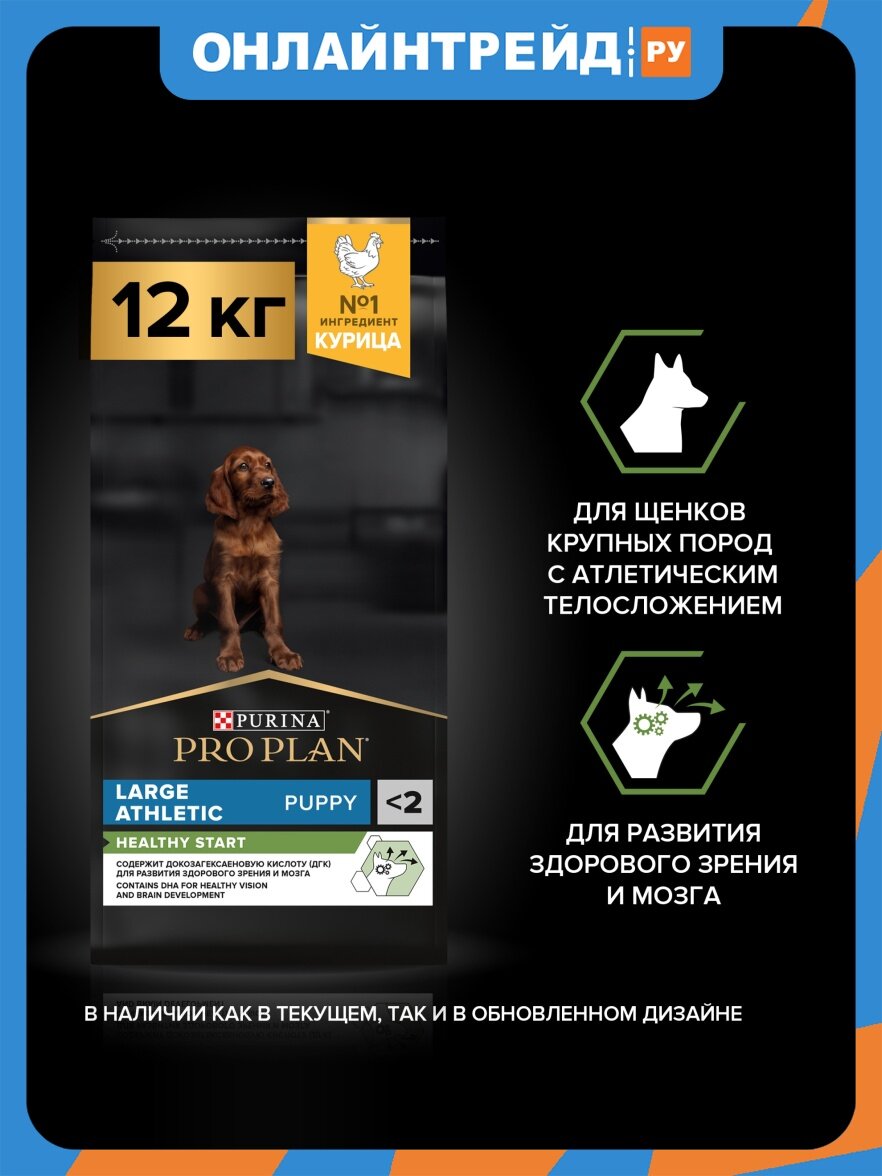 Корм сухой для щенков крупных пород с атлетическим телосложением Pro Plan Puppy Large Athletic Healthy Start с курицей 12 кг