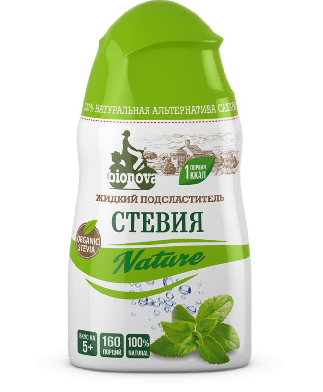 Стевия, жидкий сахарозаменитель BIONOVA Nature 80 г, примерно 160 порций