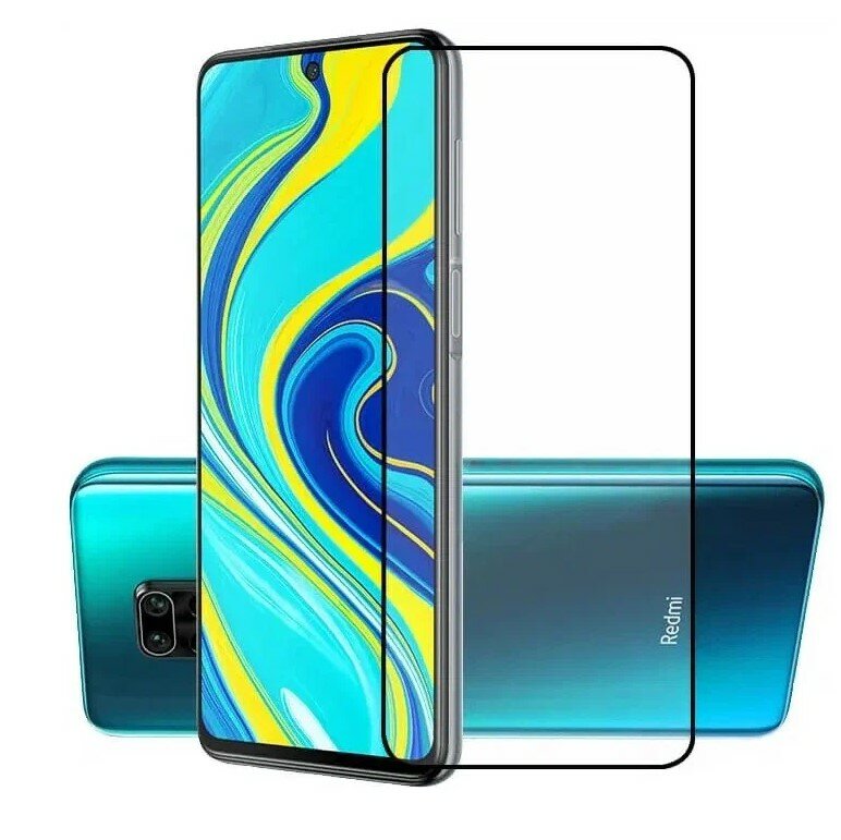 Защитное стекло для Xiaomi Redmi Note 9 Pro и Redmi Note 9S (Сяоми Редми Ноут 9с и Нот 9Про) с черной рамкой