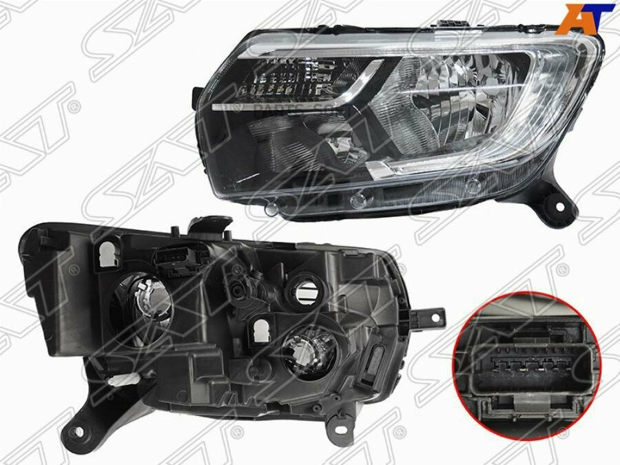 Фара Renault Logan 18-22 / Sandero 18-22 (Слева/ Галоген/ ДХО/ Ручная регулировка) SAT ST-551-11R8L | цена за 1 шт
