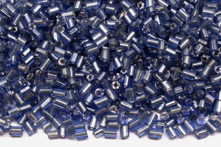 Бисер китайский рубка размер 11/0, цвет 0026 синий, серебряная линия внутри, 450г