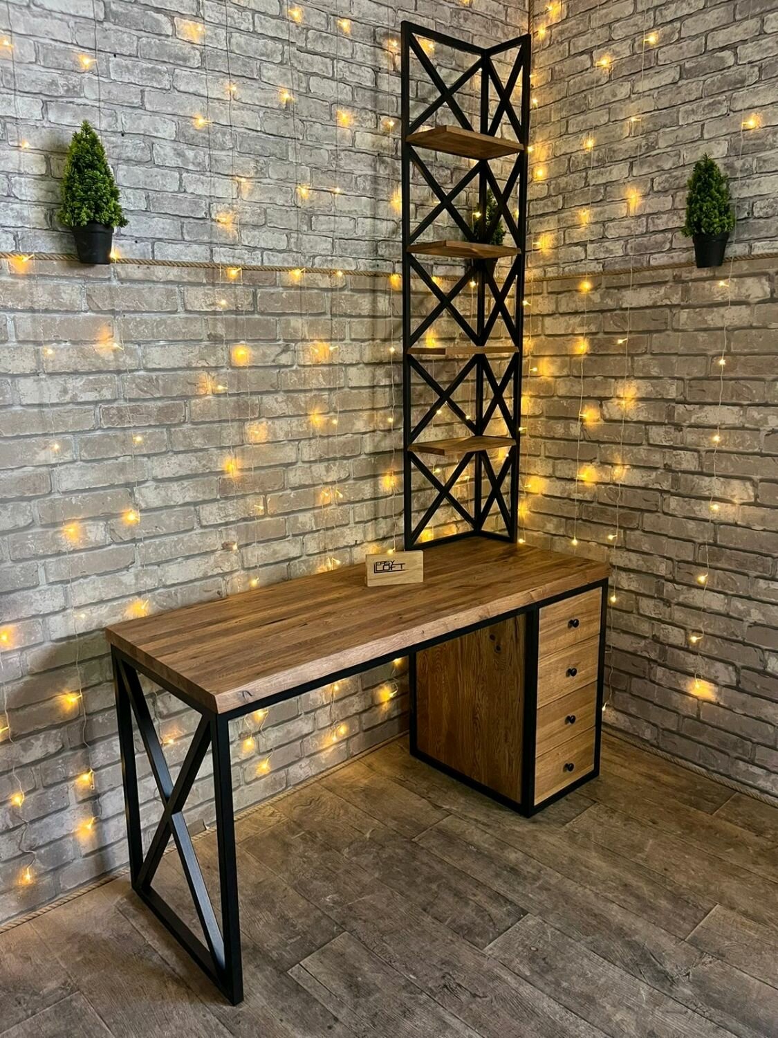 Письменный стол лофт Boss L-89, из массива дуба, для дома и офиса, с размерами 150х75х60 см