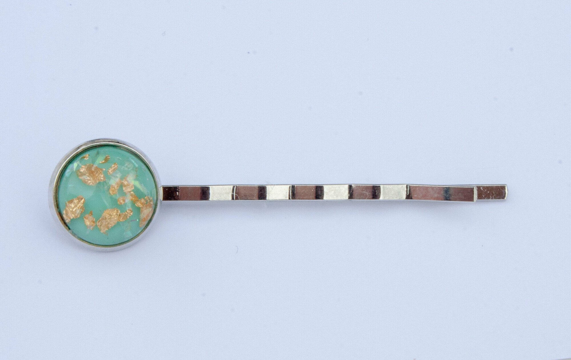 Заколка невидимка для волос "Фольга", вставка 12 мм (голубой)