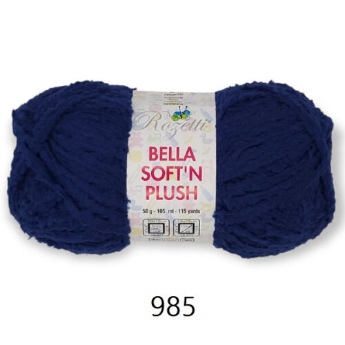 Пряжа "BELLA SOFT N PLUSH" 100% Полиамид, 50гр/105м, (985- Синий) 1 упаковка (10 мотков)