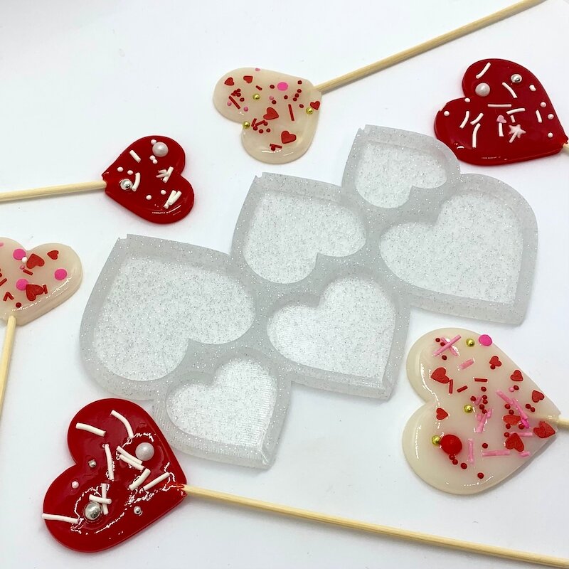 Силиконовая форма молд для леденцов и шоколада Сердца микс