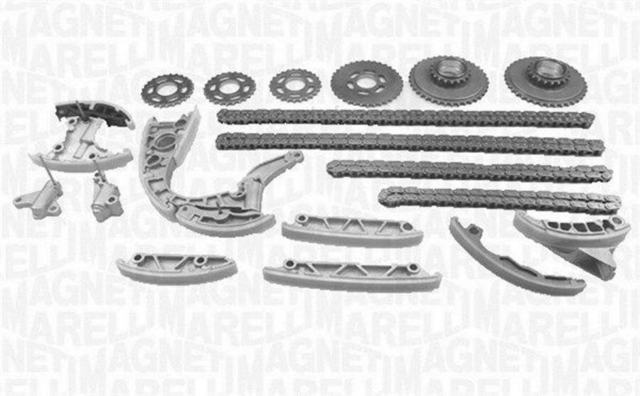 MAGNETI MARELLI 341500000860 Ремкомплект ГРМ [4 цепи, 2 натяжителя, 7 успокоителя, 6 звездочек]