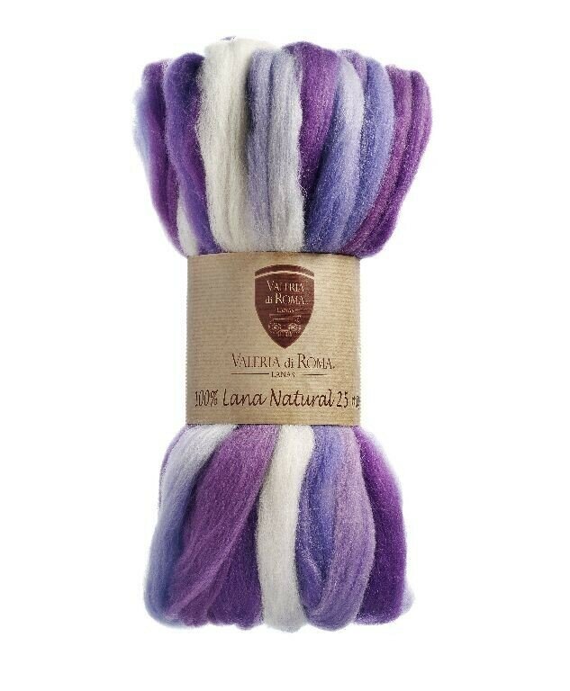 100% Lana Natural 25м Valeria di Roma, цвет 2503 сиреневый меланж, 5шт*(25м/100г), 100% мериносовая шерсть