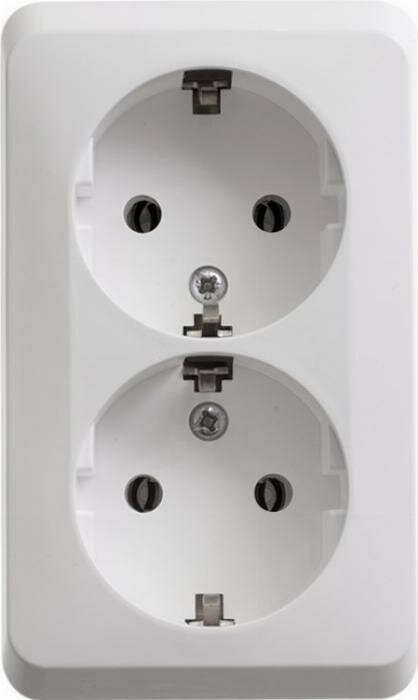 Розетка Schneider Electric Этюд двойная с заземлением белая для открытой проводки (комплект из 4 шт.)