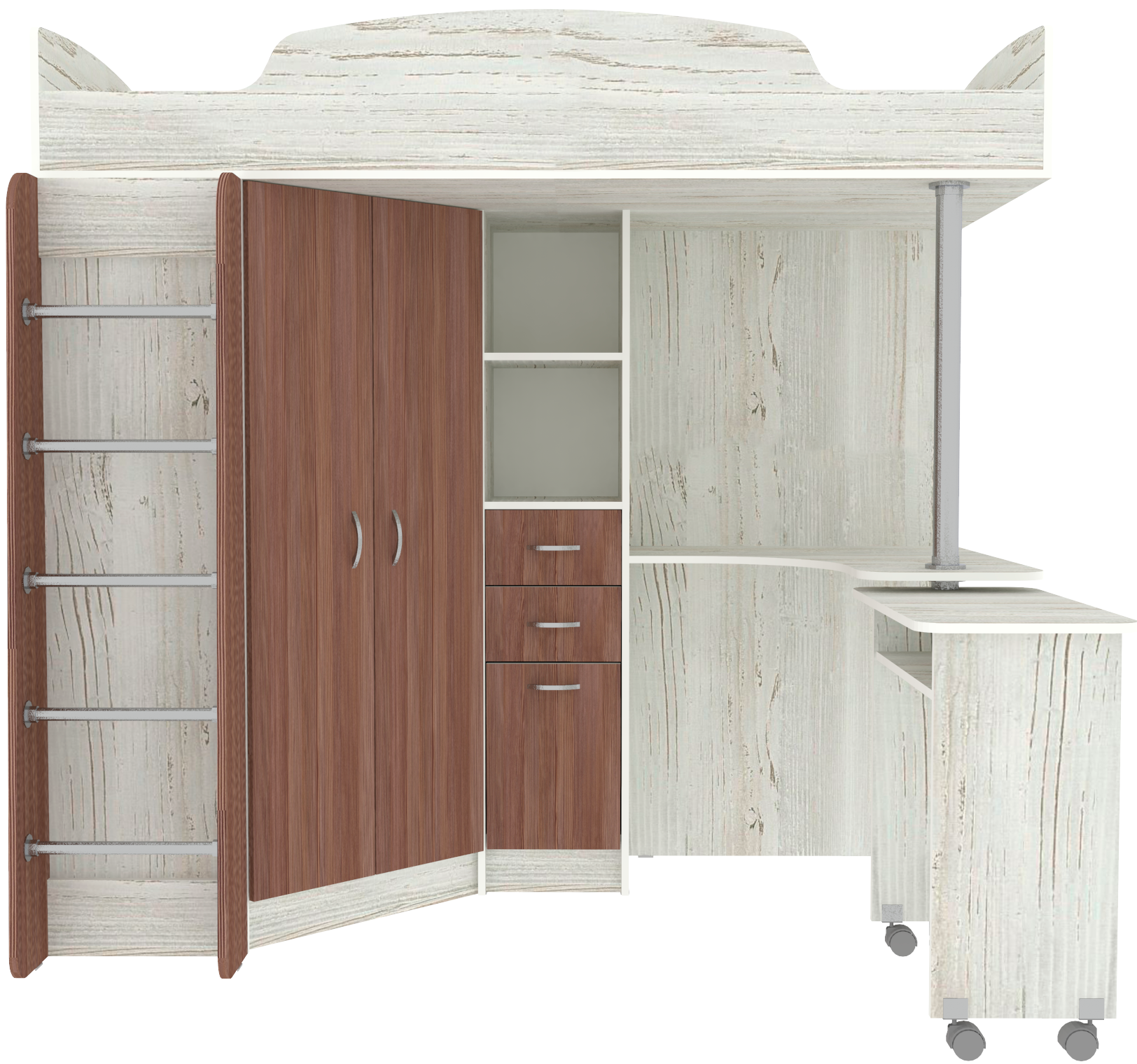 Кровать чердак Теремок-1 Винтерберг Бодего Темный