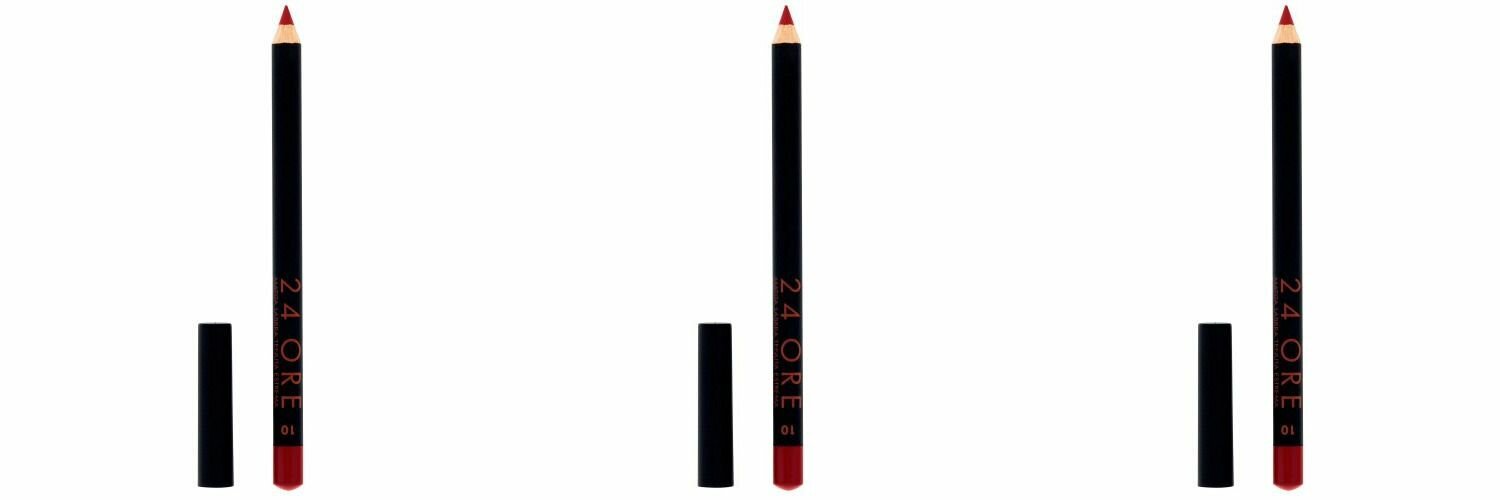 Deborah Milano Карандаш для губ стойкий 24 Ore Long Lasting Lip Pencil, тон 10 красный, 1.5 г, 3 шт