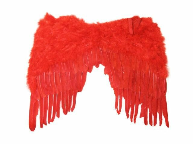 Крылья перьевые красные от I-Bright Company, 60x50 см, крепление резинками,