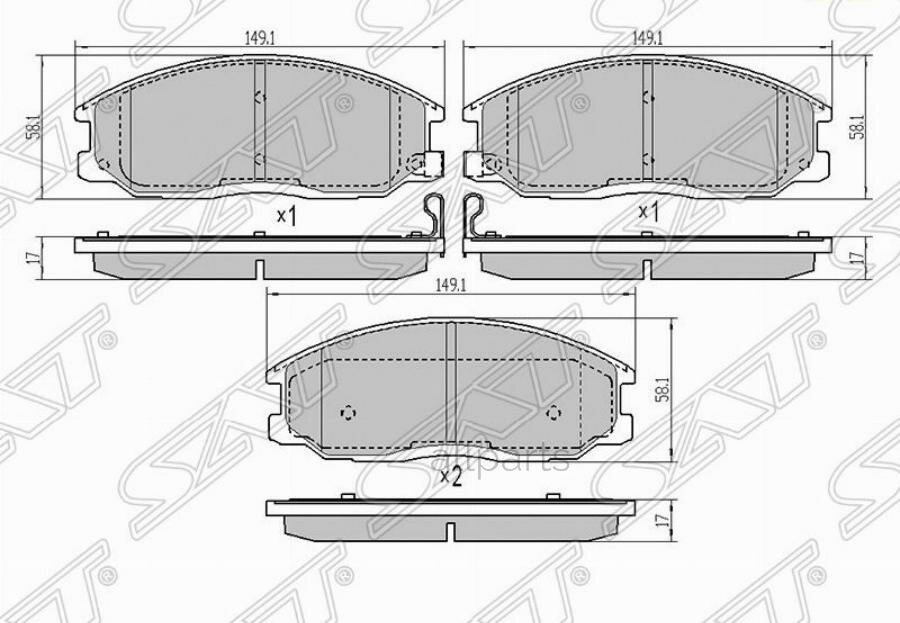 SAT ST-58101-4AA26 Колодки тормозные (Спереди) Hyundai Santa Fe 00-12 / Porter 98-10