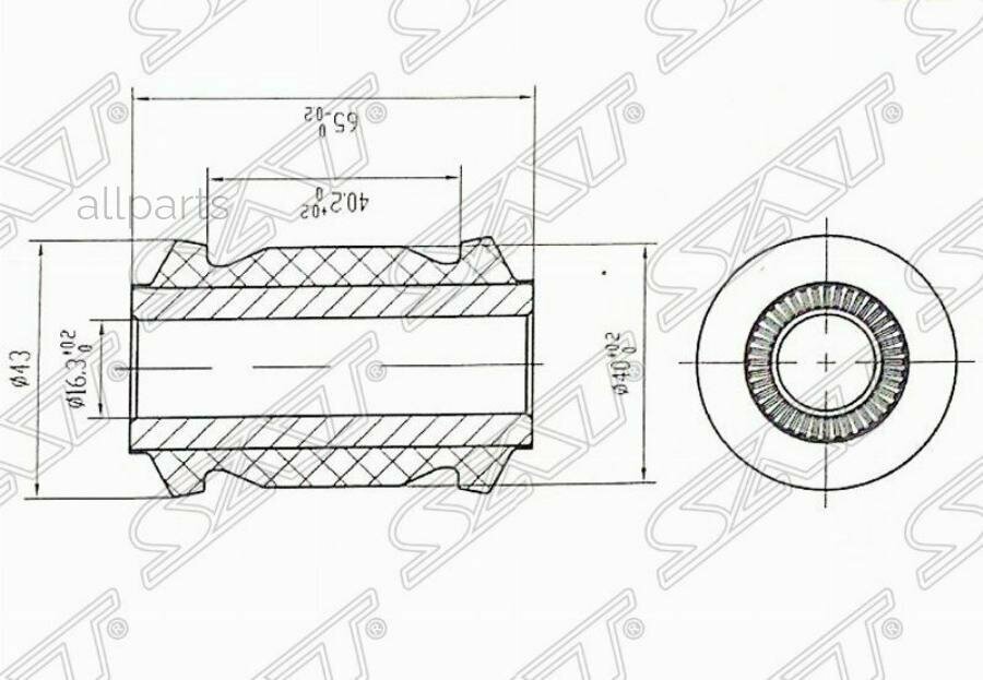 SAT ST-48654-02130 Сайлентблок рычага Toyota Avensis (T250, T270) 03-18 / C-HR 16-23