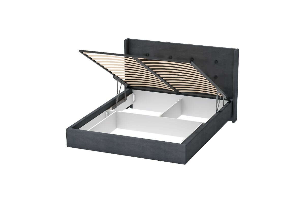 Кровать Шарм 021, ортопедическая, белая/антрацитная, с подъемным механизмом