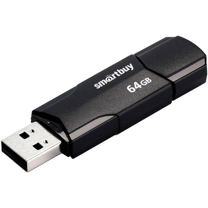 Smartbuy Флешка Smartbuy 64GBCLU-K, 64 Гб, USB2.0, чт до 25 Мб/с, зап до 15 Мб/с, черная