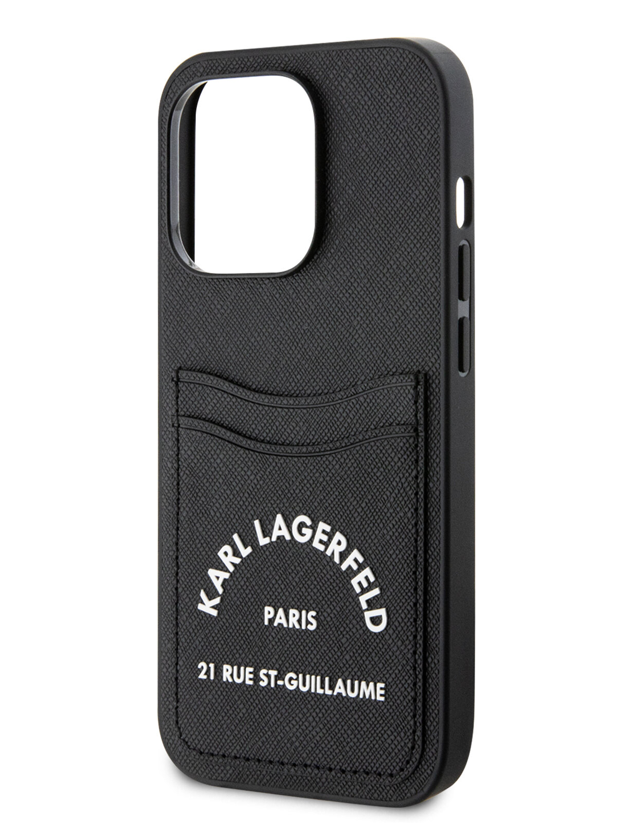 Lagerfeld для iPhone 14 Pro чехол Cardslot PU Saffiano RSG 3D rubber logo Hard Black