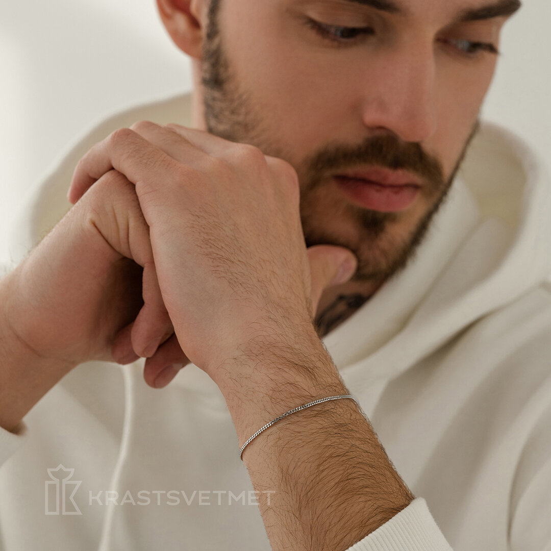 Браслет-цепочка, серебро, 925 проба, родирование