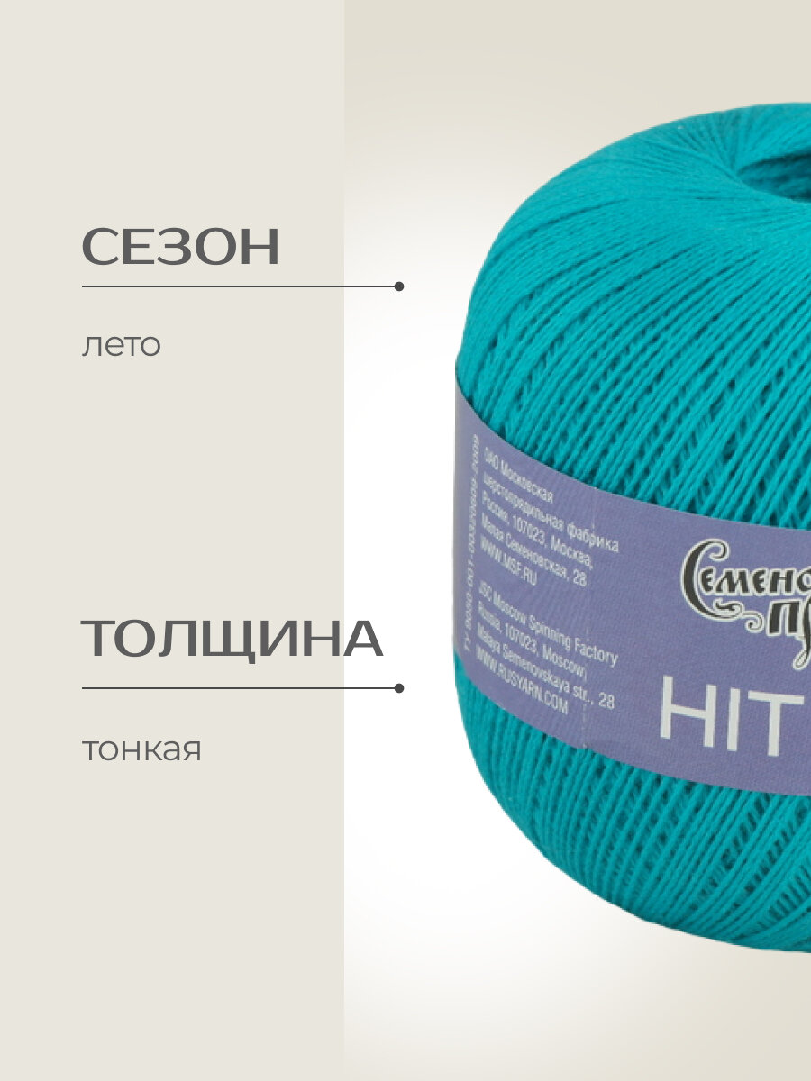 Пряжа Семеновская пряжа HIT max (30290), бирюзово-голубой 5 шт. по 100 г
