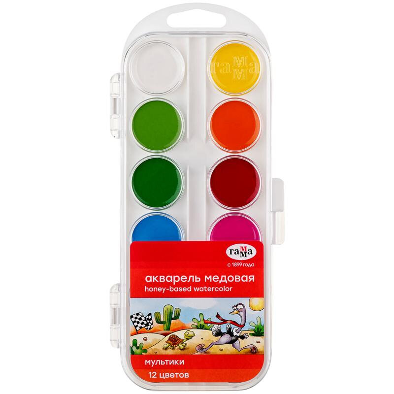 Гамма Краски акварельные, Мультики, 12 цветов