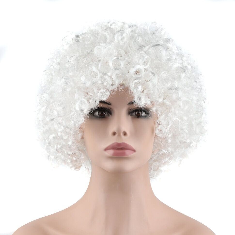 Парик карнавальный, 120 гр, Кудряшки, Белый, 1 шт.