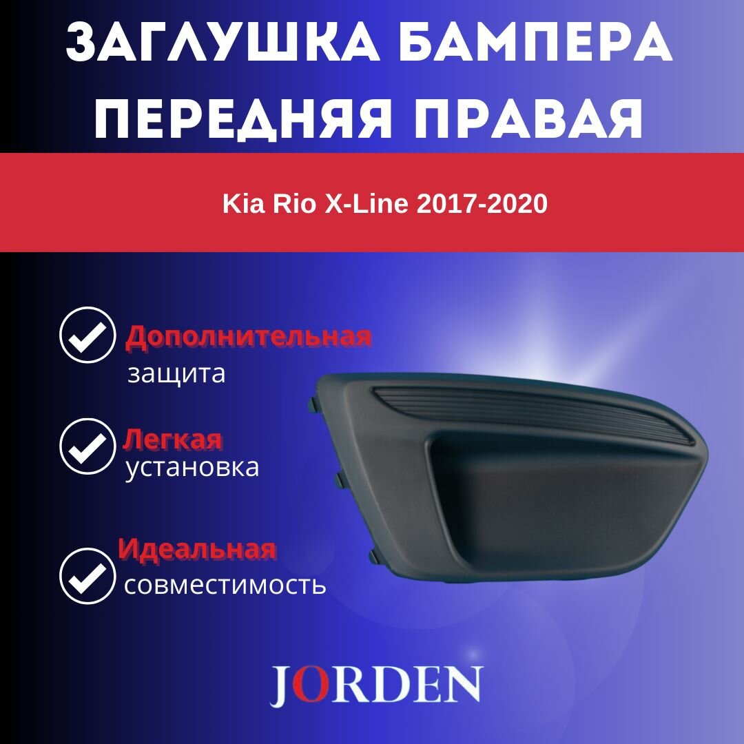 Рамка ПТФ, накладки на фары, заглушка противотуманной фары правая для автомобиля Kia Rio X Line 2017-2020 86524H0500 Киа Рио Jorden JH0317KX004R