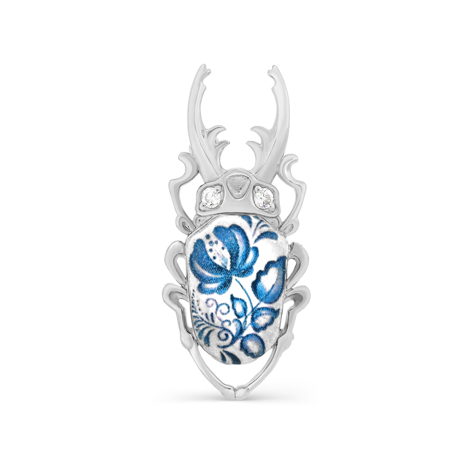 Брошь, серебро, 925 проба, родирование, фианит
