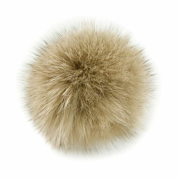 Помпон меховой (лиса) 10-12 см (5 штук) бежевый