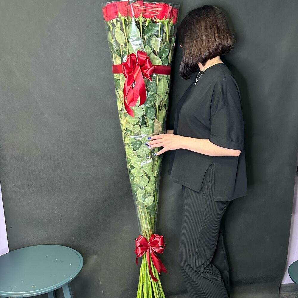 25 роз 170 см / Букет из 25 высоких роз 170 см / Длинные розы 170 см