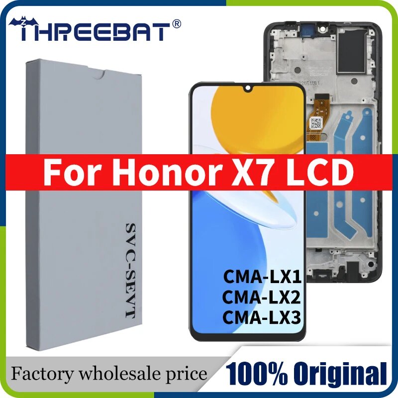 6,74 'оригинальный 90 Гц для Honor X7, ЖК-экран, панель экрана для Honor X7 Black With Frame