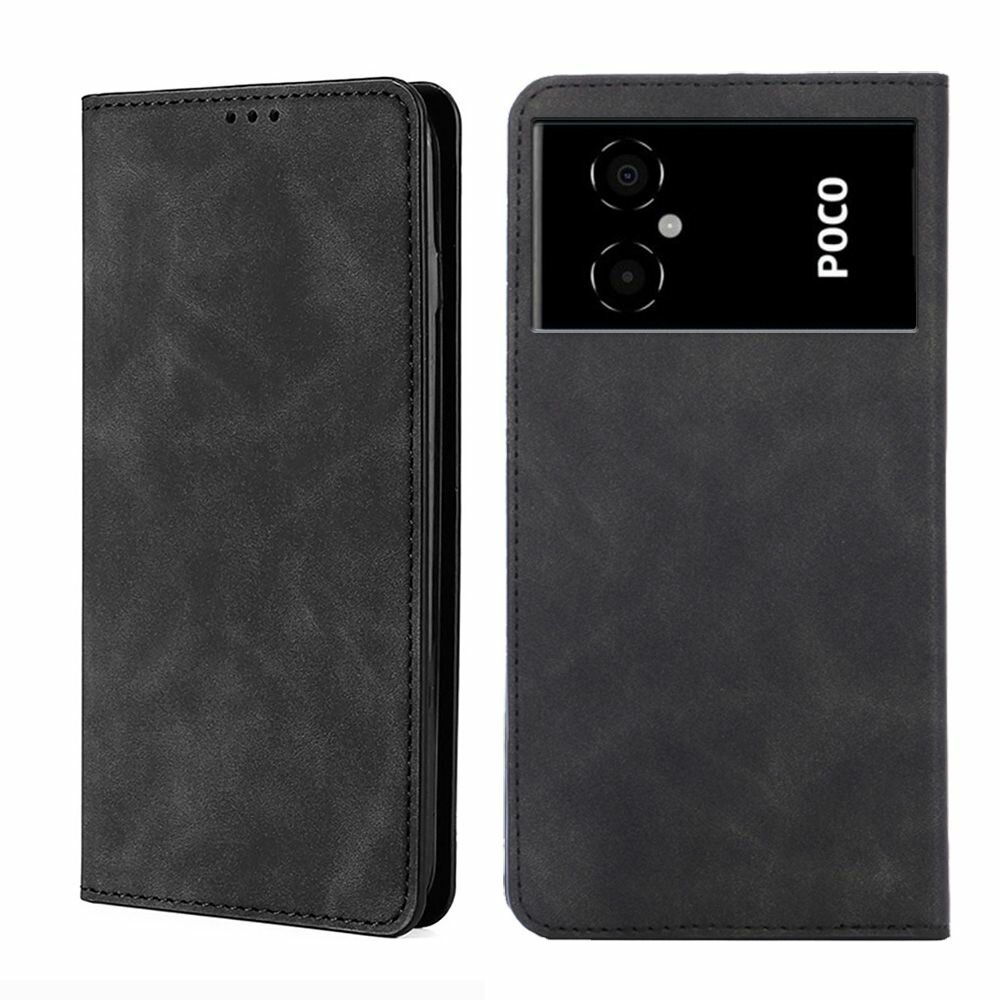 Чехол-книжка MyPads для Xiaomi Poco M4 Pro 5G / Поко М4 Про 5G мягкое прикосновение (черный)