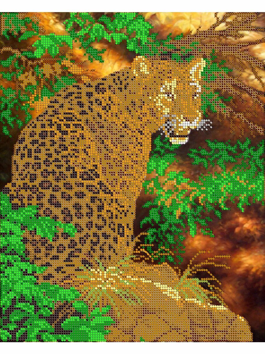 Алмазная мозаика Диамант набор картина стразами на атласе Леопард 30*38 см / сделано в россии