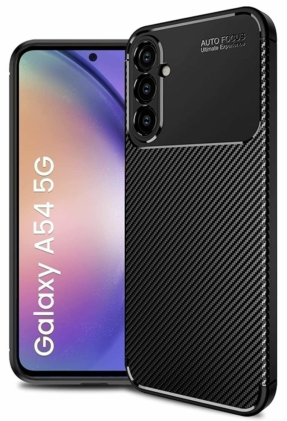 Чехол на Samsung Galaxy A54 5G силиконовый под карбон чёрный