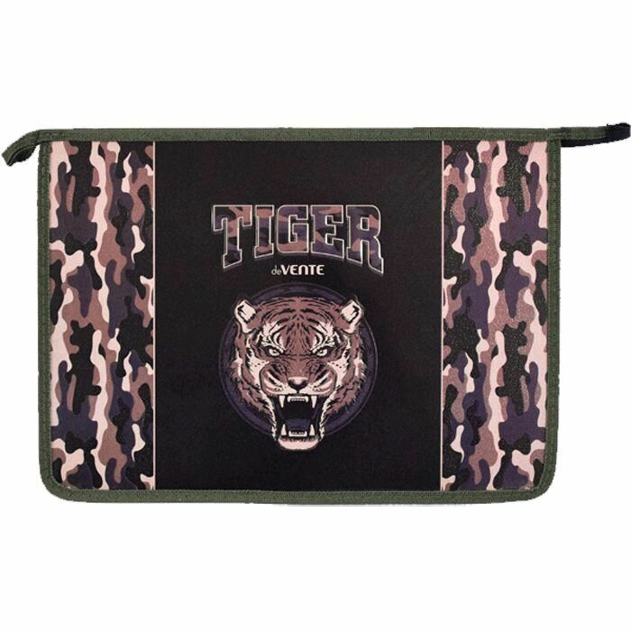 Папка для тетрадей deVENTE. Tiger A4 (33,7x24,3x5 см) с текстильным расширением 5 см, на молнии сверху, картон с конгревным тиснением, пластик 500 мкм