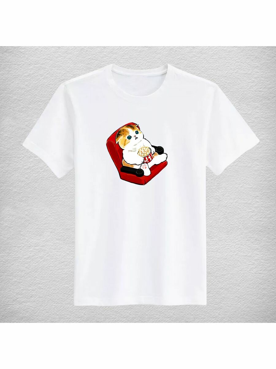 Футболка кот с попкорном